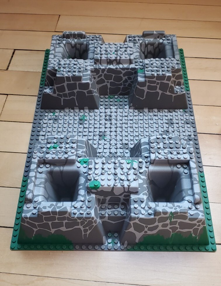 LEGO Raised 3d Baseplate 30271 Green Gray Rock 10 X 15 Castle Knight ...