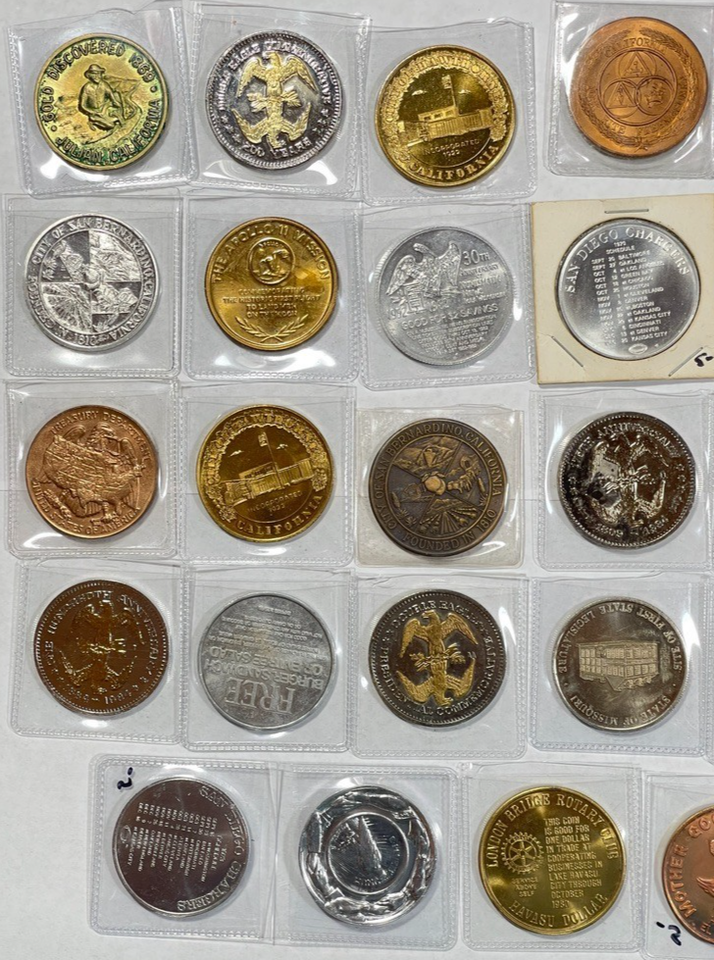 -CA1- Lot of 34 Large Size Tokens / Medals Great Mix of Subjects! | eBay
