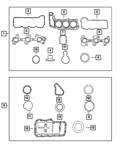 Genuine Mopar Engine Lower Gasket Package 5135793AA | eBay