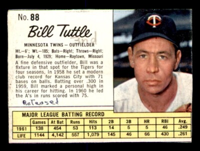 1962 Jell-O Jello Baseball #88 Bill Tuttle GD | eBay