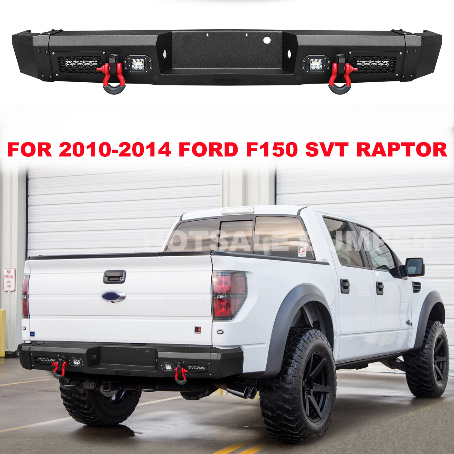 Fits 2010-2013 2014 Ford F-150 SVT Raptor Rear Bumper D-Rings LEDs ...
