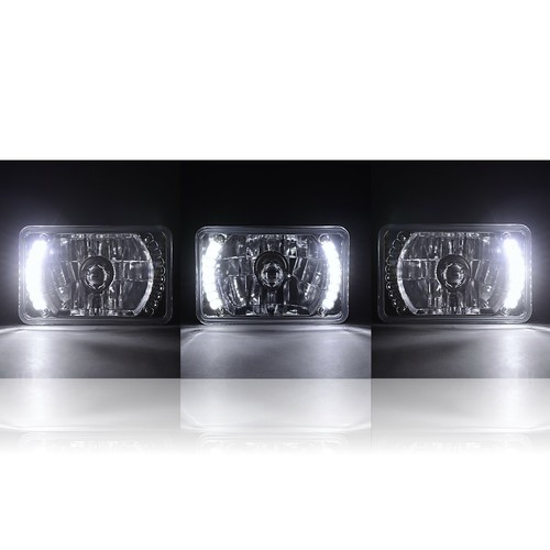 Octane 4X6" White LED Split Halo Headlight Halogen Headlamp 60W Light ...
