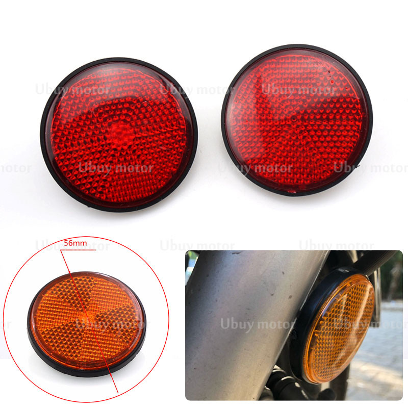 2pcs Round Red Reflectors Universal For Motorcycles ATV Bikes Dirt Bike ...