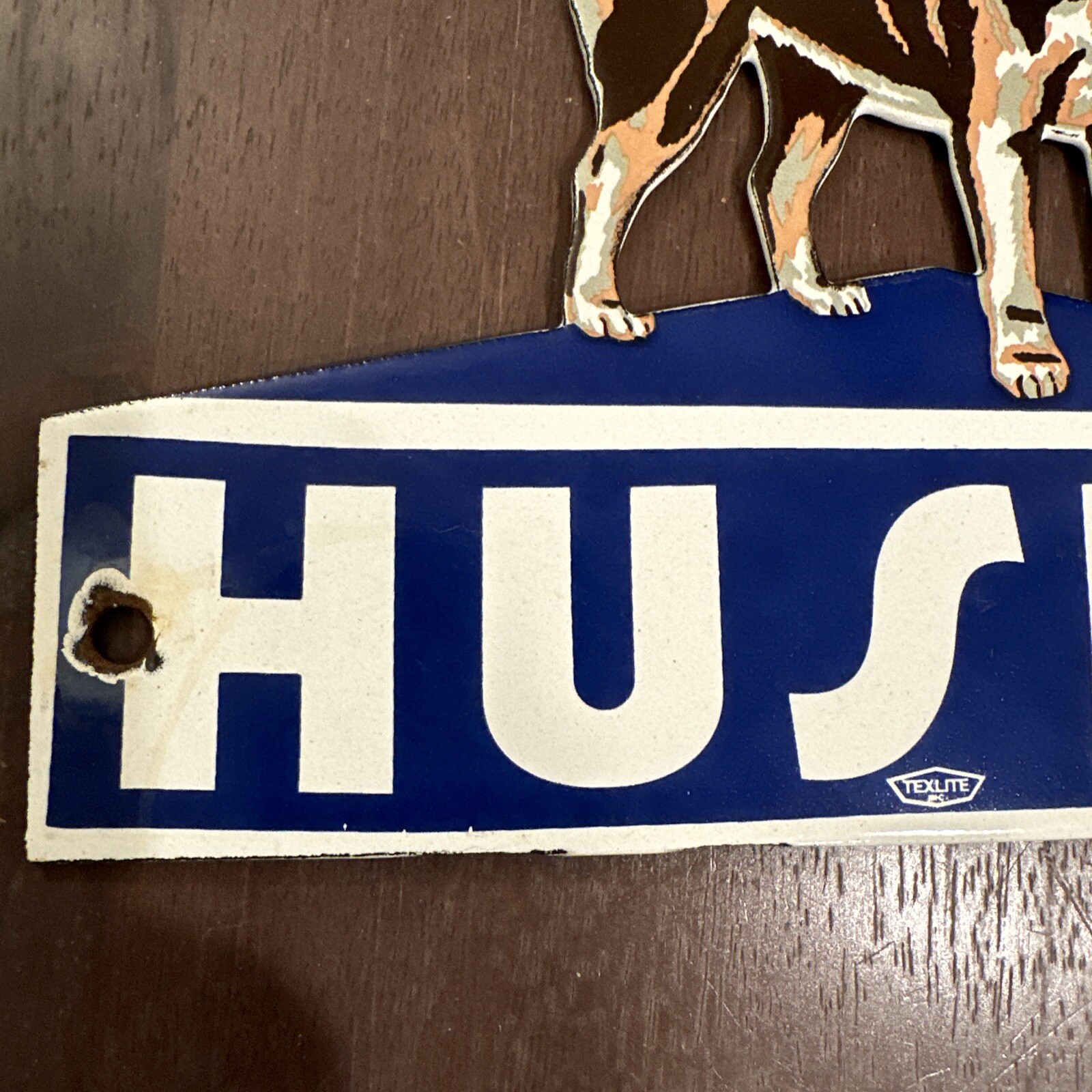 Vintage Porcelain Enamel Husky Tires Advertising Sign | eBay