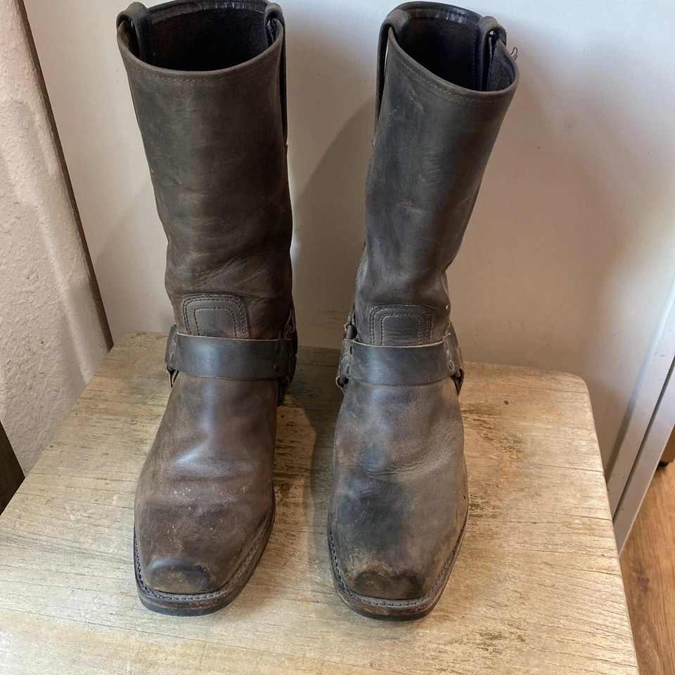 Frye Engineer Boots Brown Leather Men 11 M Buckle Rubber USA | eBay