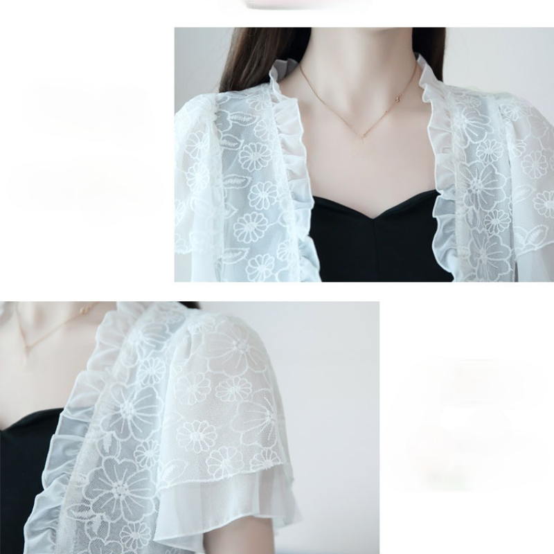 Ruffles Women Lace Shrug Bolero Capelet Cardigan Cape Hollow Out Crop ...