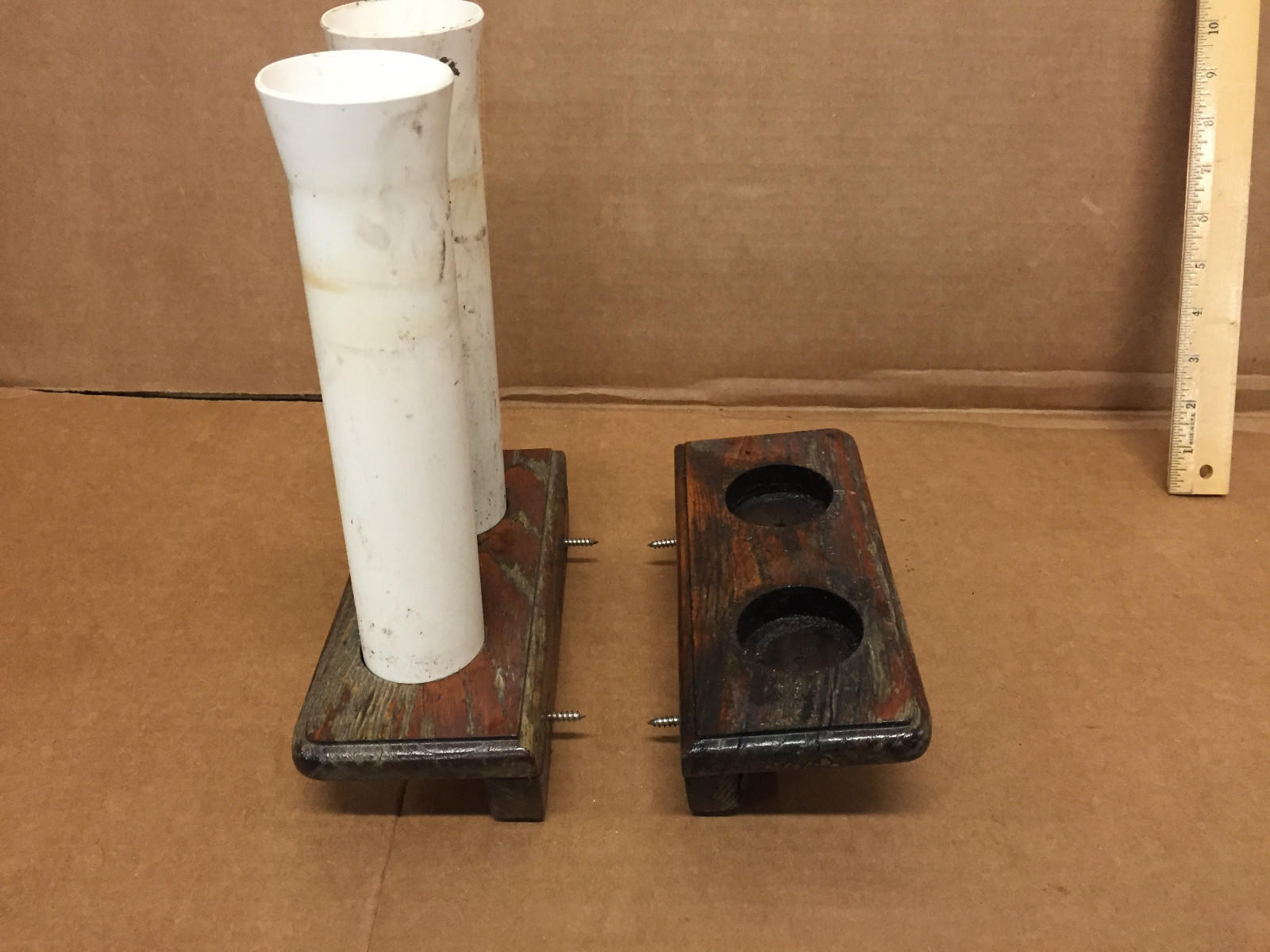 Lot of 2 Marine Teak Wood Rod Holders | eBay