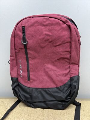 Moke Black/Red Laptop Backpack w/Three Zipper Compartments | eBay