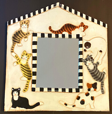 James Haddon Kitty Cat Large Wall Mirror Wooden Hand-painted Cat Lover ...