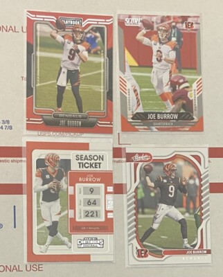 Lot of 4 Joe Burrow 2021 Playbook #13, Score #96 & Contenders #19, 2022 ...