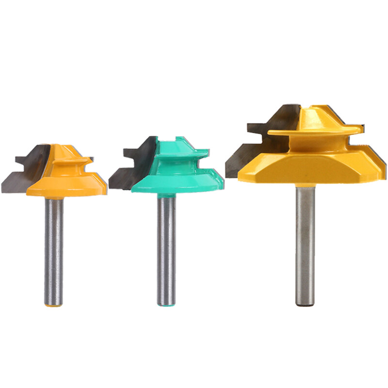 3pcs 45-Degree Lock Miter Router Bit Set 1/4" Shank Woodworking Milling ...