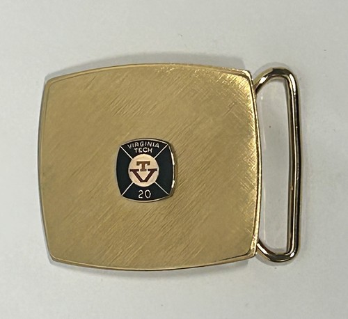 Vtg Virginia Tech Belt Buckle Brass Colored Hokies | eBay