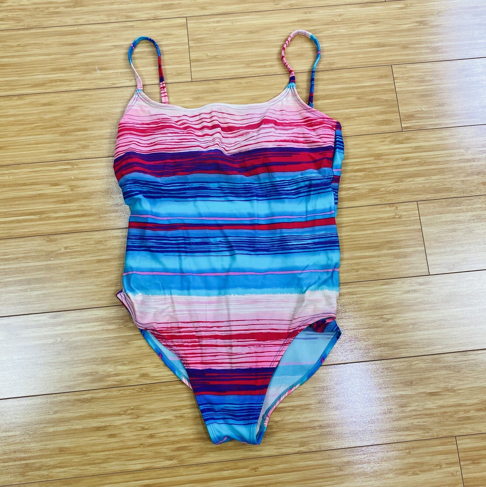 BEACH NATIVE Stripped One-Piece Swimsuit Blue Green S… - Gem