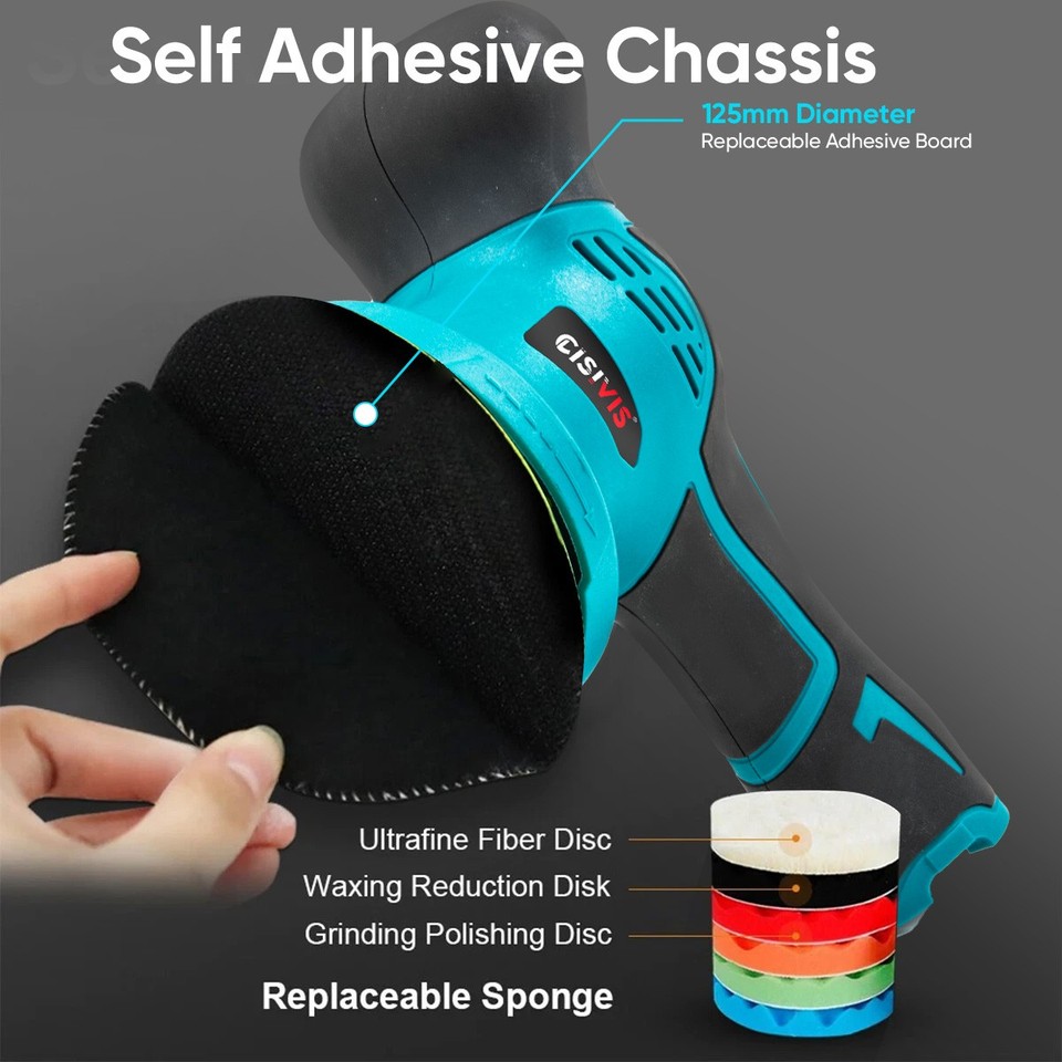 Cordless Car Polisher Buffer Sander Machine Polishing Pads Kit +2x ...