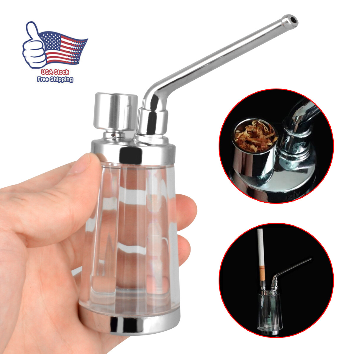 Portable Mini Small Water Bong Herb Smoking Pipe Tobacco Home Hookah ...