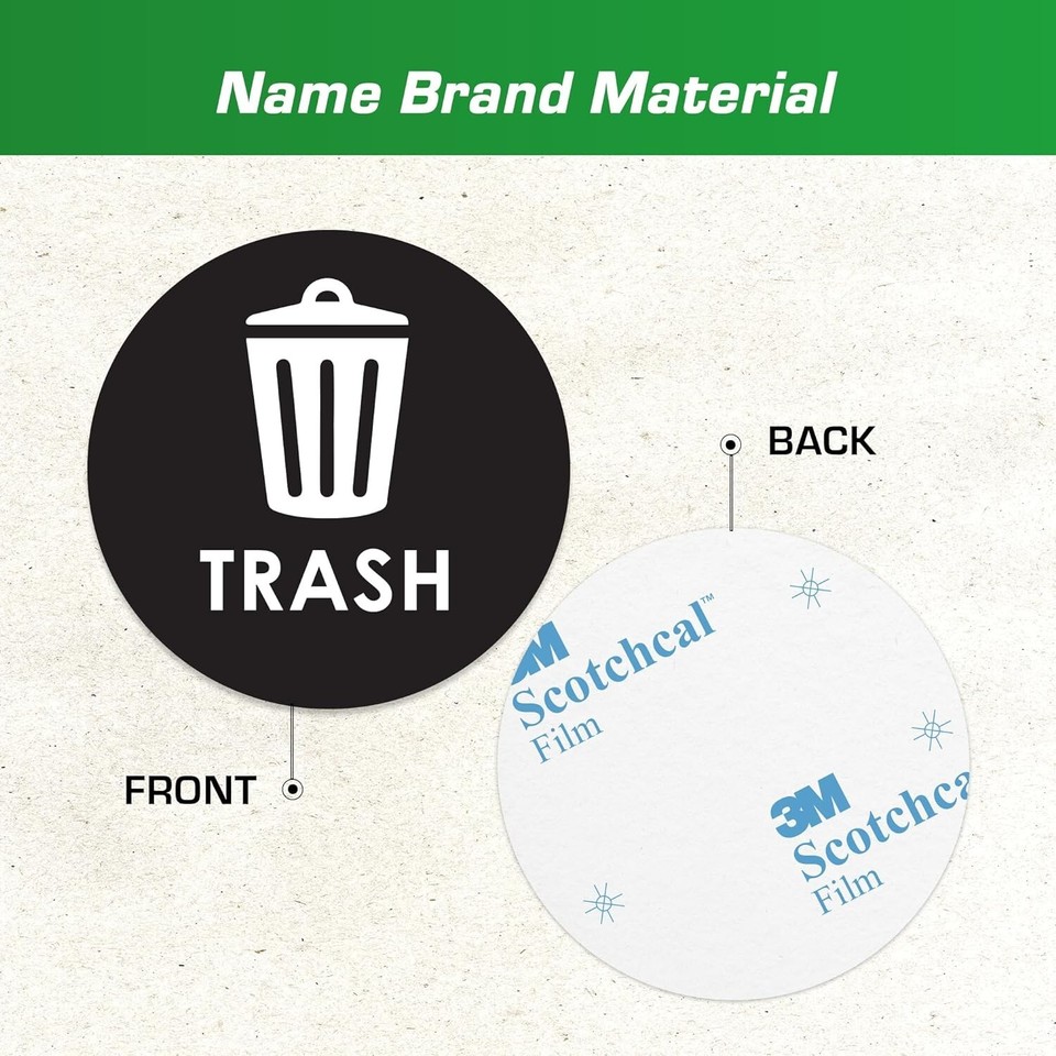 [Extra Large] Recycle Sticker Trash Can Labels - [6" x 6" - 4 Pack Set ...