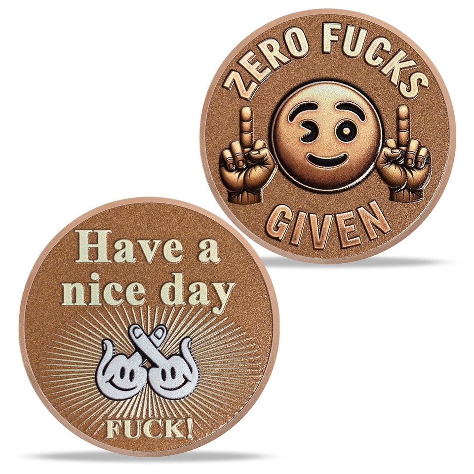 Smiley Middle Finger Coin Novelty Funny Zero F's Given Chip Good Luck ...
