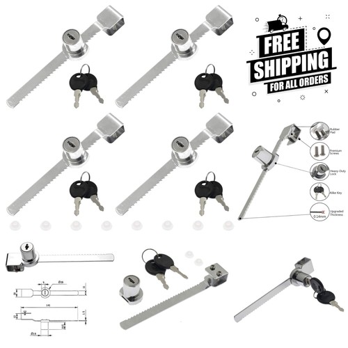 Ultimate Glass Showcase Security – 4 Sliding Door Locks with Keyed ...