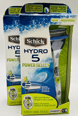 schick hydro 5 power select razor 2 handles 2 cartridges scuffed box | eBay