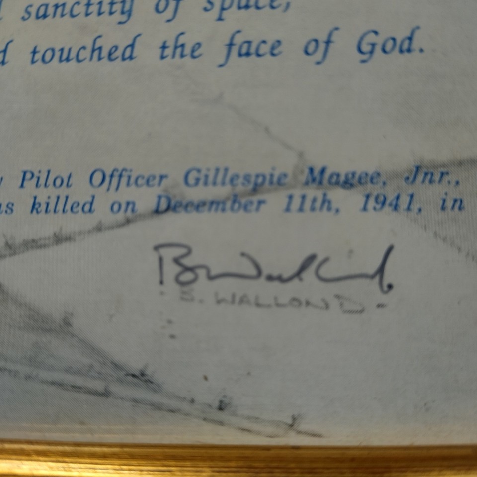 Signed art print Barry Wallond Spitfire drawing with High Flight poem ...