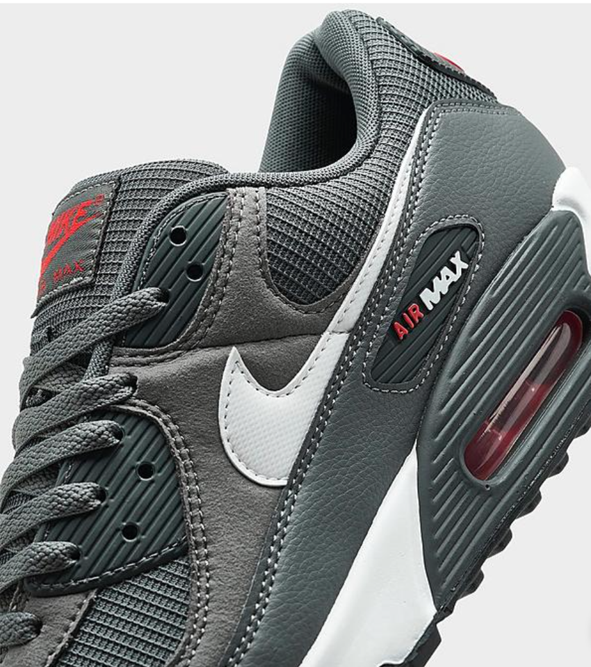 MEN'S NIKE AIR MAX 90 CASUAL SHOES Iron Grey/White/University Red ...