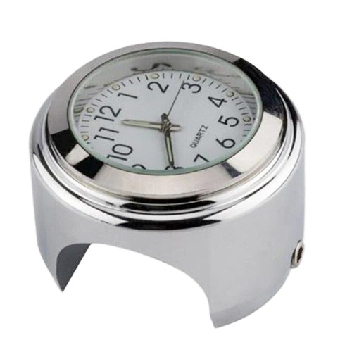 7/8" 1" Universal Motorcycle Handlebar White Surface Dial Clock w ...