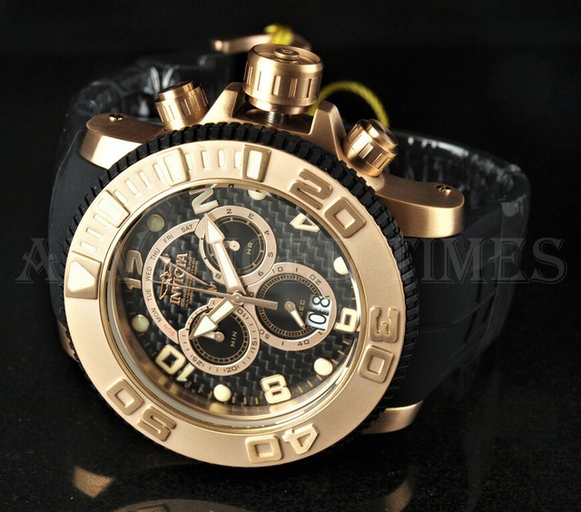 Invicta Sea Hunter 0416 58mm Rose Gold-tone Stainless Steel Case with ...