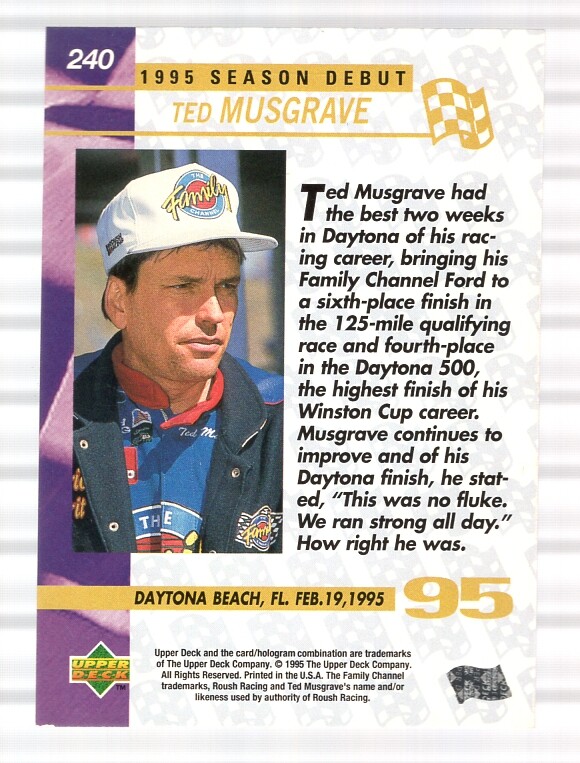 TED MUSGRAVE - 1995 UPPER DECK SEASON DEBUT - CARD # 240 - FREE ...