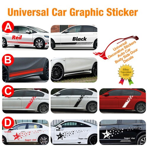 2x Universal Car Graphics Sticker Decal Racing Long Stripe Side Body ...