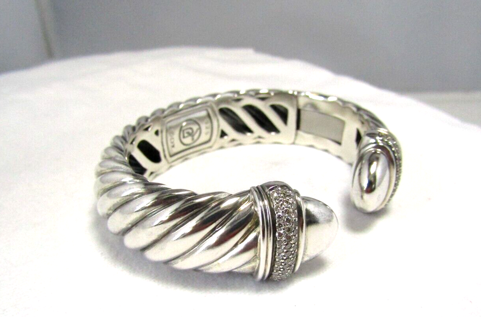 David Yurman Sterling Silver Diamonds 15MM Waverly Cable Bracelet | eBay
