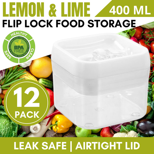 FLIP LOCK Food Storage Containers 400mL [12 PACK] Airtight Clip Lock ...