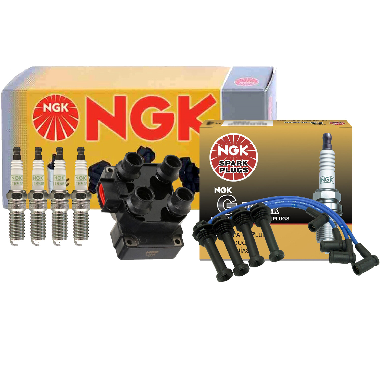 NGK DIS Ignition Coil Wires 4 G-Power Platinum Spark Plugs Kit For Ford ...