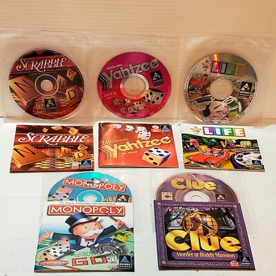 CD-ROM PC Games. Lot Of 5. Clue. Scrabble. Monopoly. Life. Yahtzee ...