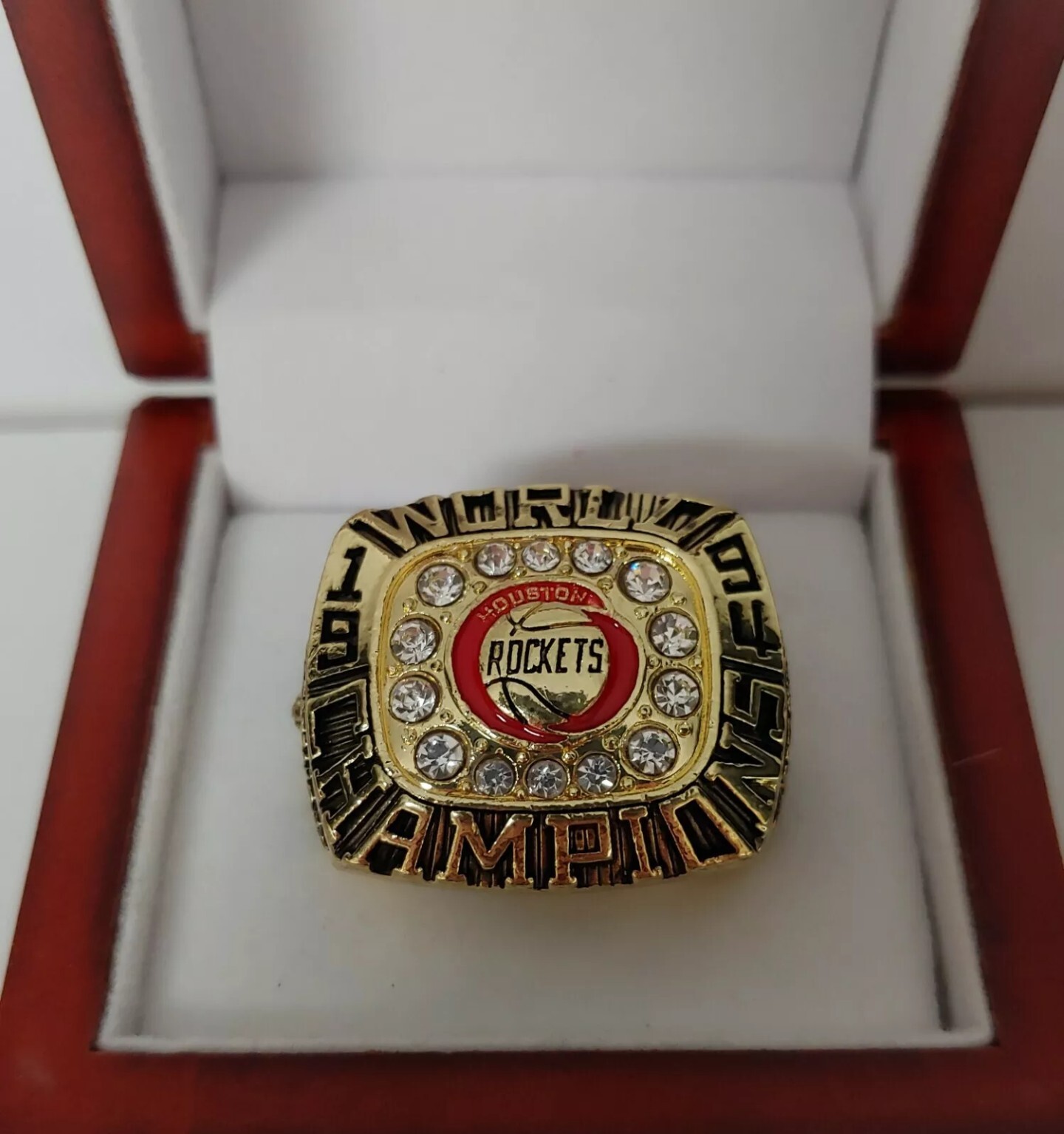 Hakeem Olajuwon - 1994 Houston Rockets Championship Ring With Wooden ...