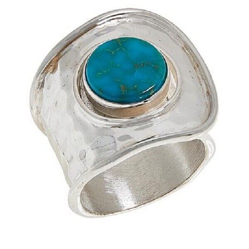 HSN Jay King Sterling Silver Kingman Turquoise Hammered Bypass Ring ...
