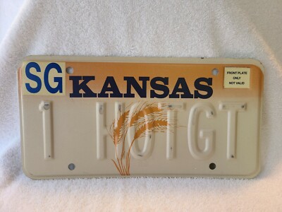Vintage 1992 Kansas Vanity License Plate " 1 HOT GT " INK ERROR MUSTANG ...
