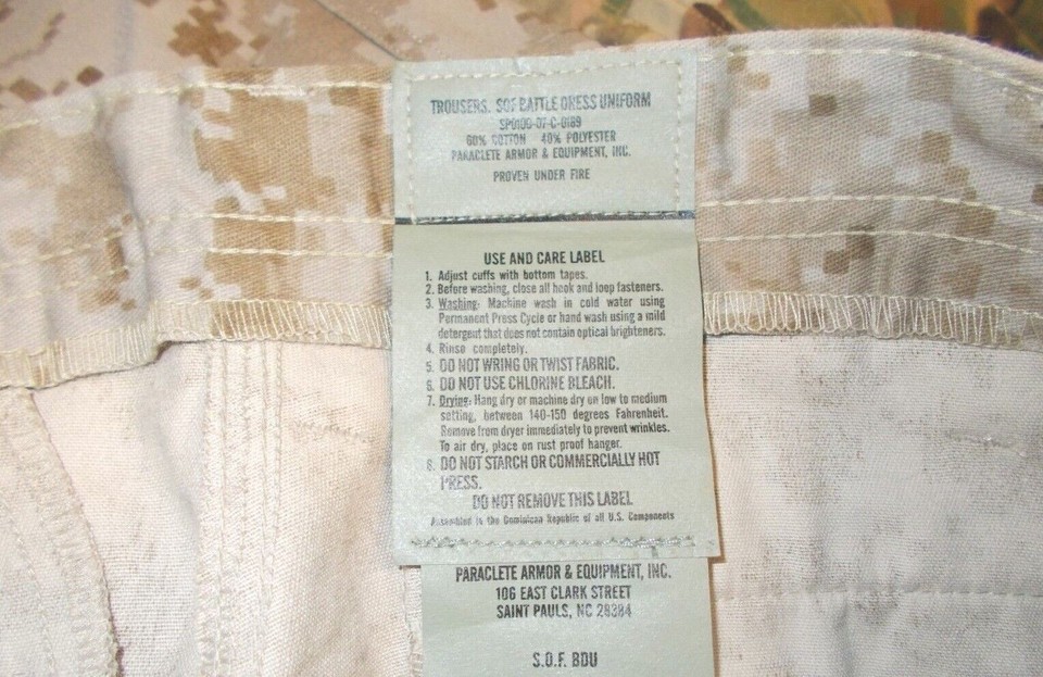 Paraclete AOR1 SOF Battle Dress Uniform Large Long set SOCOM DEVGRU SOF ...