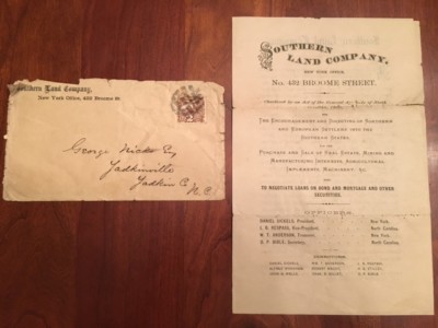 RARE 1869 Southern Land Company NORTH CAROLINA Reconstruction Letter, Yadkin, NC | eBay