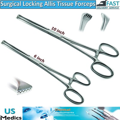 2pcs Allis Tissue Forceps 6" Stainless Steel Surgical Clamp Genecology ...