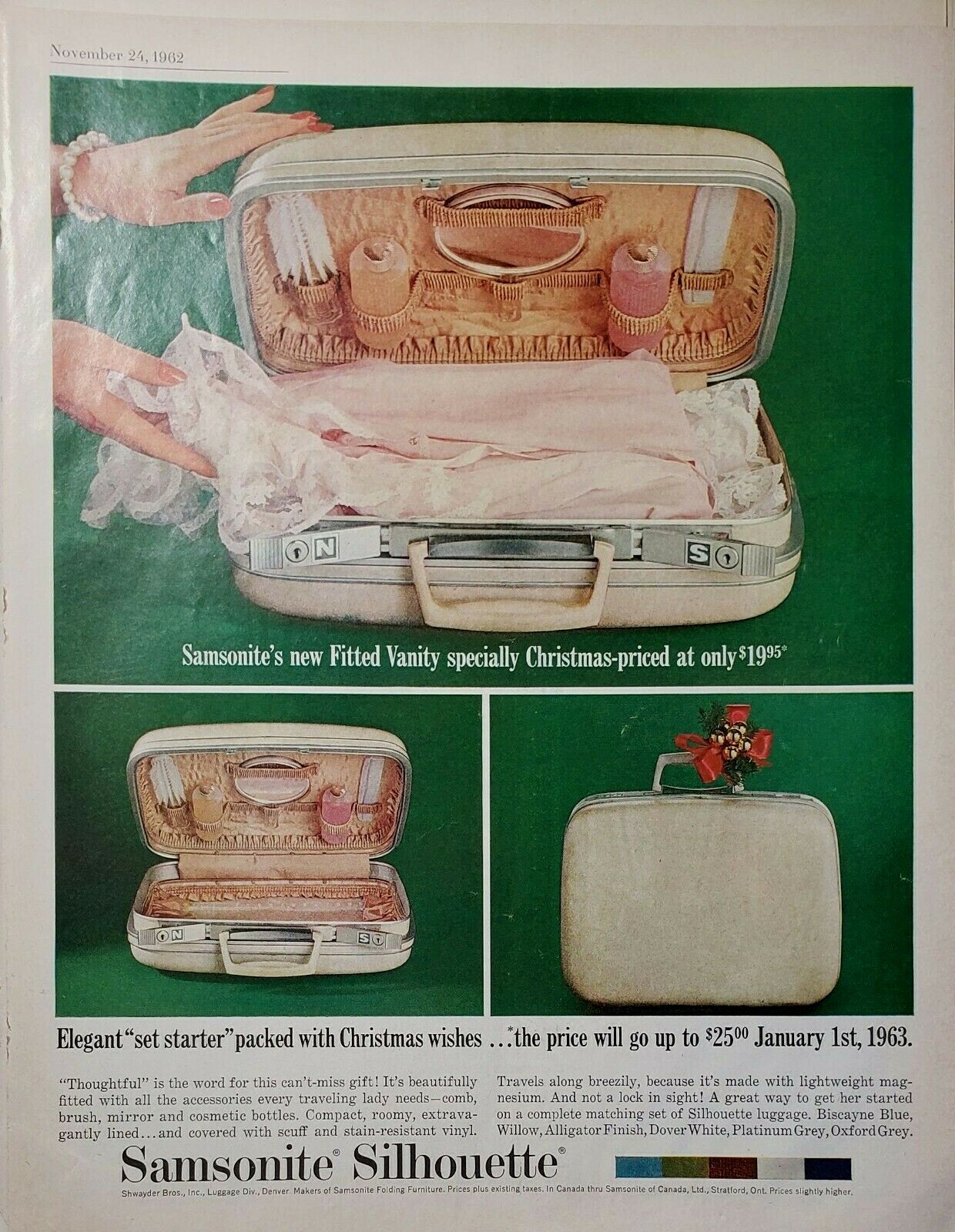 Samsonite Streamlite Vintage Print Ads Silhouette Luggage Lot of 3 | eBay