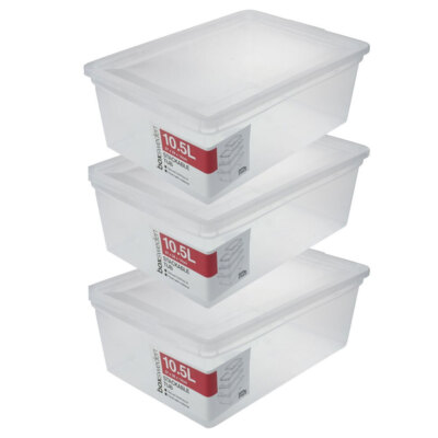 3x Box Sweden Essentials 36cm Stackable 10.5L Organiser Container ...
