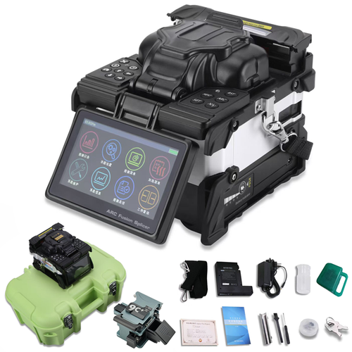 Fiber Optic Fusion Splicer Kit 5" Screen w/Cleaver/ 4 motors Splicing ...