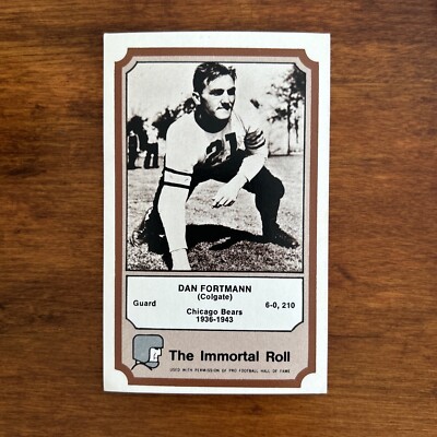 1974 Fleer Football The Immortal Roll Dan Fortmann Chicago Bears Card ...