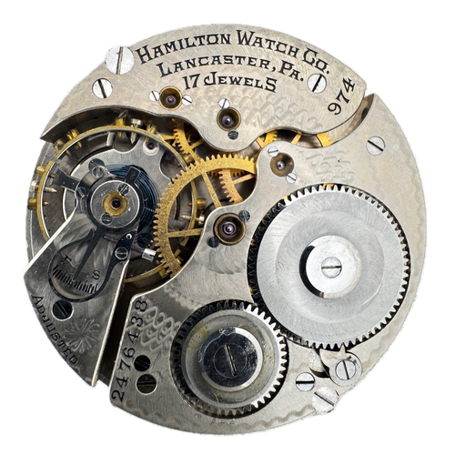 Vintage 16s 1927 Hamilton 17 Jewel Mechanical Pocket Watch Movement 974 ...