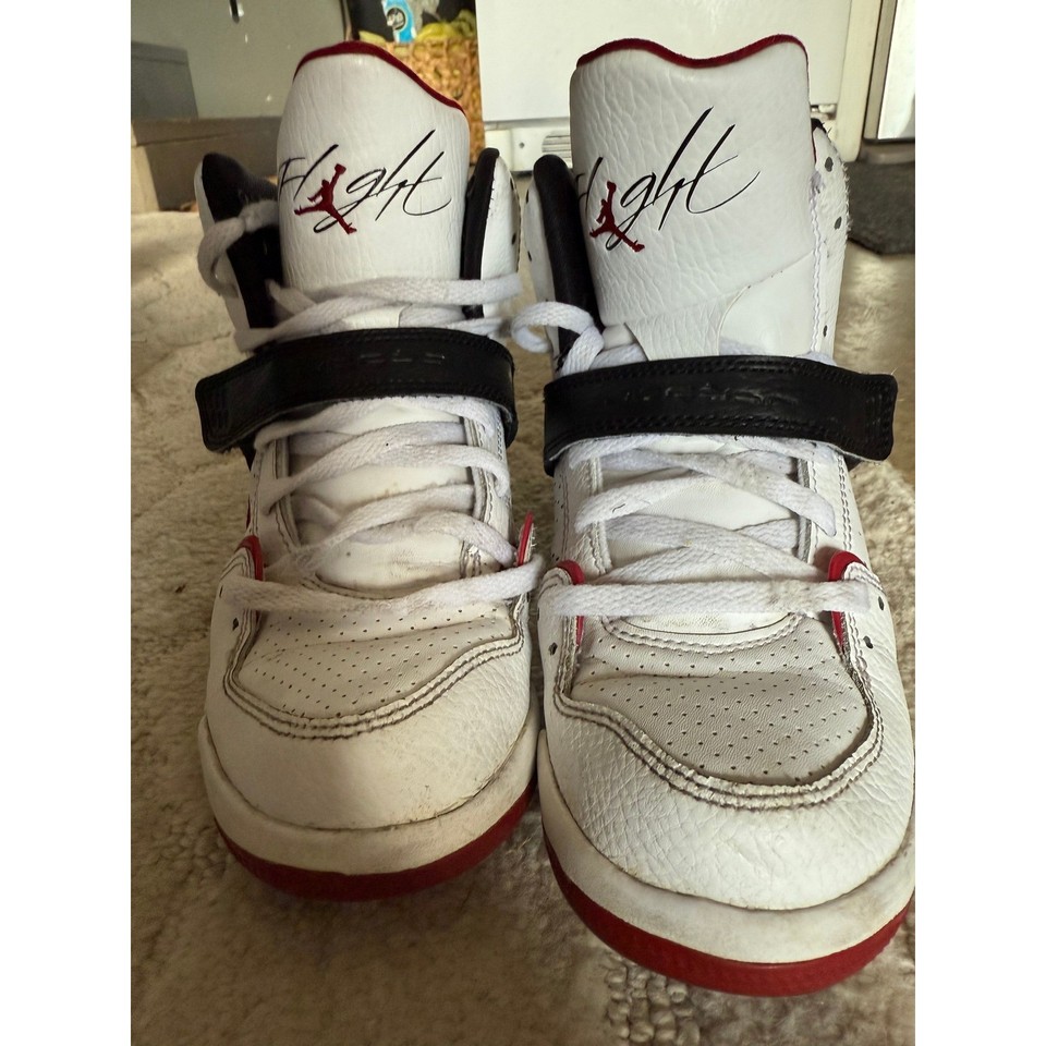 Jordan Flight High Top Basketball Sneakers Shoes Kids White Red Black ...
