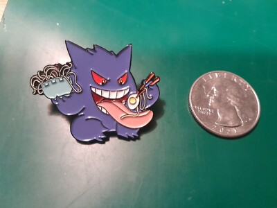 Anime gas creature eating noodles chop sticks enamel lapel hat pin ...