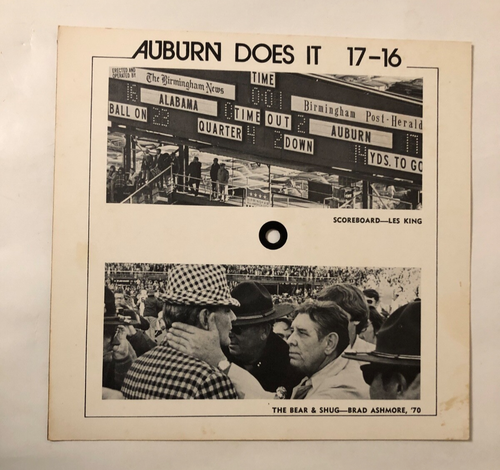 Vintage AUBURN vs ALABAMA 17-16 IRON BOWL 1972 Flexi Disc Record Alumni ...