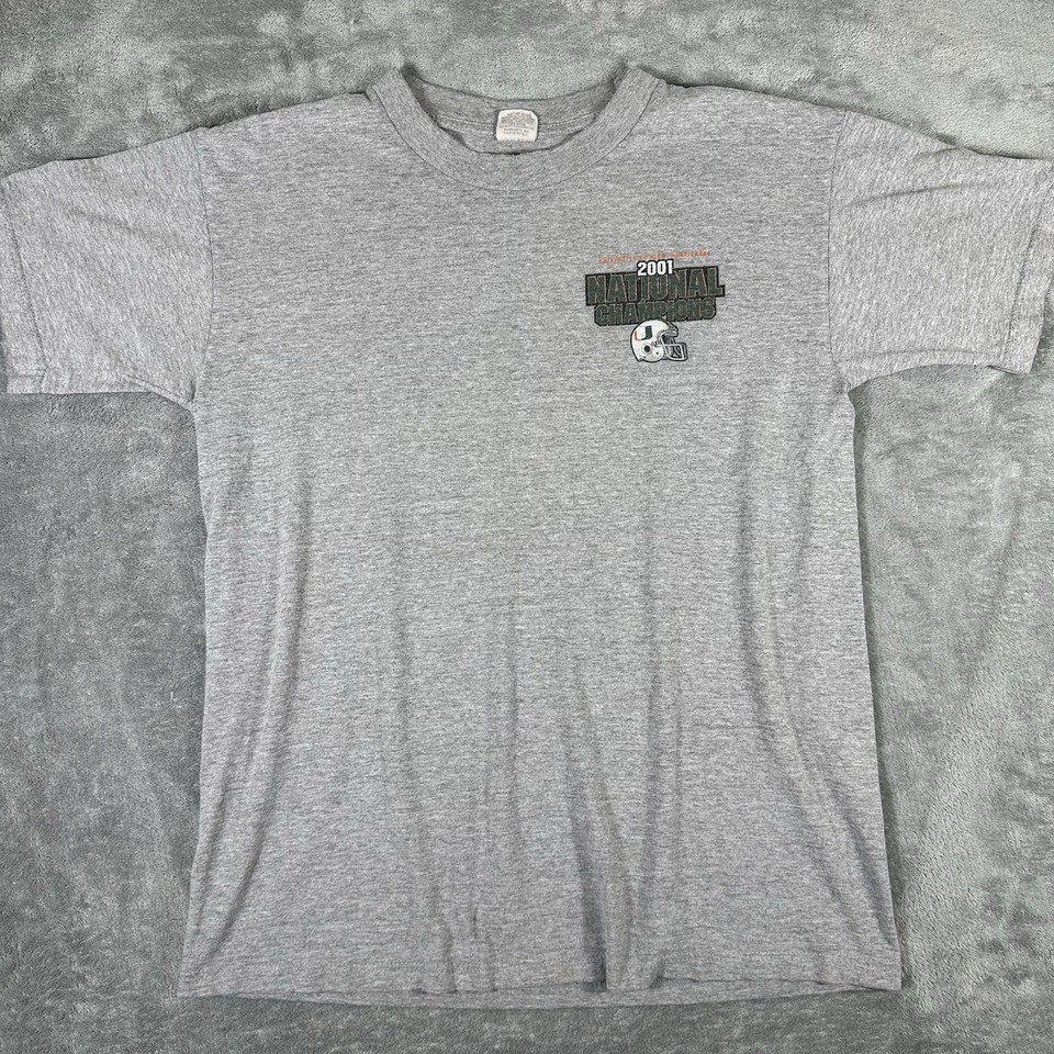 VINTAGE 2001 Miami Hurricanes National Championship Shirt Men's M Gray ...