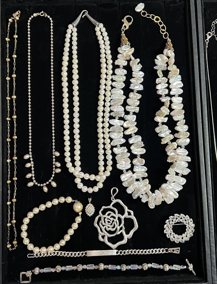 Vintage Mod Estate Jewelry Lot Sterling 925 Gold Plated Pearls ...