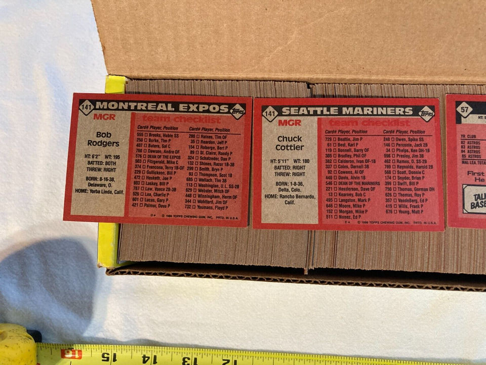 Topps 1986 Official Complete Set Baseball Cards, 792 Box, 57 & 141 ...
